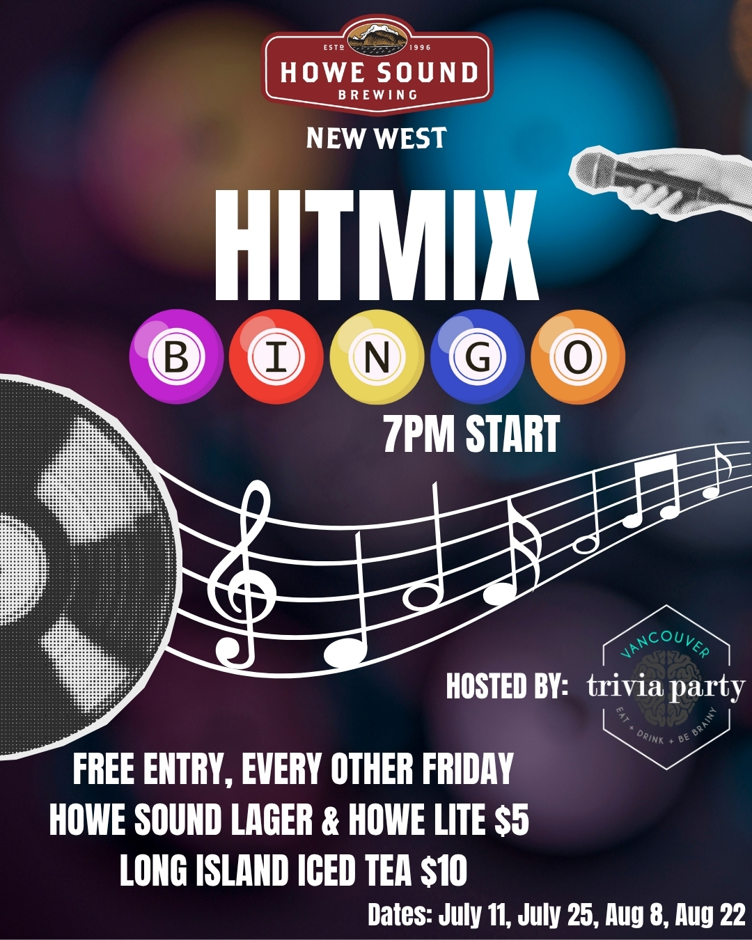 New West Hitmix Bingo - Howe Sound - Tourism New Westminster